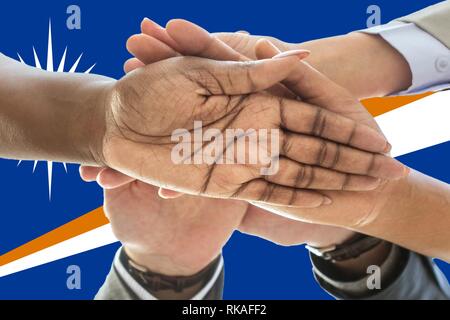 marshall islands flag, intergration of a multicultural group of young ...