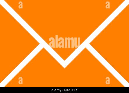 Mail symbol icon - orange simple outline with rounded corners, isolated ...