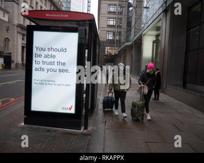 ASA advert, advertising standards authority, on side of JC Decaux bus ...