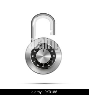 Realistic round padlock with code numbers isolated on white Stock ...