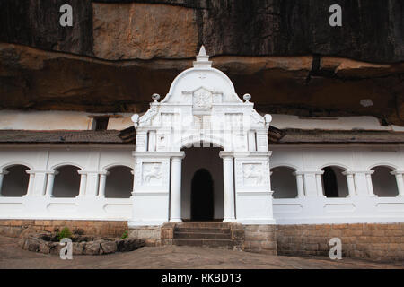 Entrance to Dambulla Golden Temple the largest and best-preserved cave ...