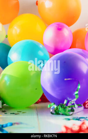 Many balloons on color background Stock Photo - Alamy