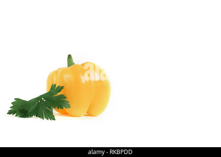 bell pepper and sprig of parsley .isolated on a white background Stock ...
