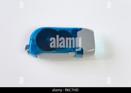 Dyno torch, dynamo wind up flashlight hand pressing crank, squeezing a ...