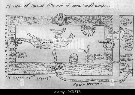 The world map of Cosmas, 6th century Stock Photo - Alamy
