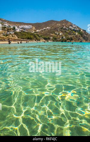 Beach Mykonos Island Greece clear blue sea water Stock Photo - Alamy