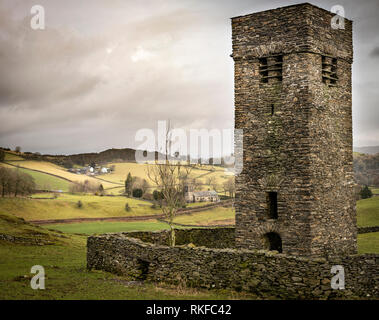 The old tower of Crook Church, Lake District National Park, Cumbria ...