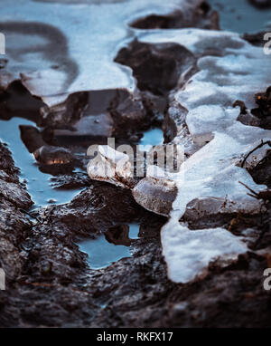 Snow melting into puddle Stock Photo - Alamy