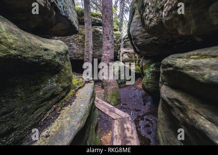 Errant Rocks (Polish: Błędne Skały) in Stołowe Mountains National Park ...