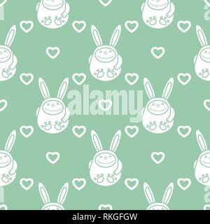 Seamless pattern with cartoon rabbits and hearts. Birthday, Valentine's ...