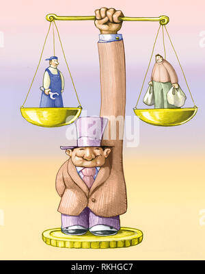 Poor and rich people on balance scale - Concept of social inequality ...