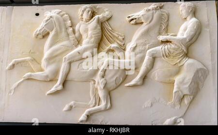 Men Horses Panel Parthenon Acropolis Athens Greece. Parthenon created ...