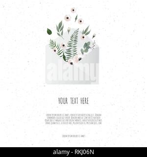 Pink envelope with flower bouquet Stock Vector Image & Art - Alamy