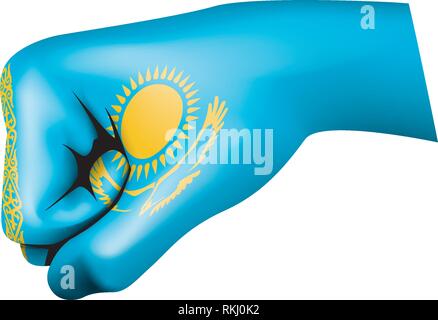 Kazakhstan flag and hand on white background. Vector illustration Stock ...