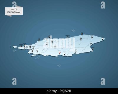 Isle of Man map with borders, cities, capital and administrative ...