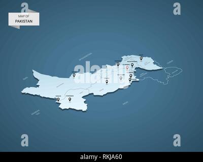 Pakistan map with borders, cities, capital and administrative divisions ...
