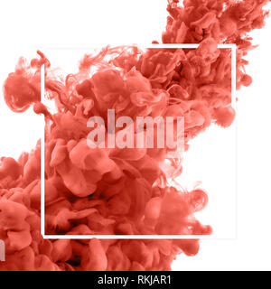 Living coral splashes isolated on white background Stock Photo - Alamy