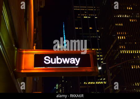 New York City subway sign with iconic circles, letters and numbers ...
