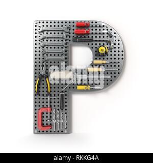 Letter D. Alphabet from the tools on the metal pegboard isolated on ...