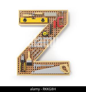 Letter D. Alphabet from the tools on the metal pegboard isolated on ...