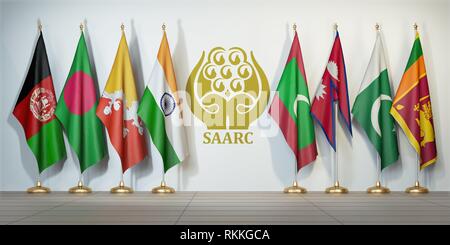 SAARC. Flags of memebers of South Asian Association for Regional ...