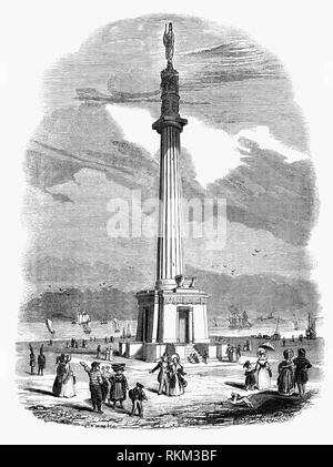 The Nelson Monument, Great Yarmouth, Norfolk England, 19th century scene, Also known as ...