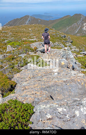Hiker atop the Ironbound Range, the toughest climb on the South Coast ...
