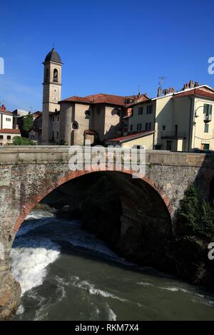 bridge over Dora Baltea river near Courmayeur, Aosta Valley, Italy ...