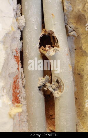damaged electric wire cord isolated white background,broken power cable ...