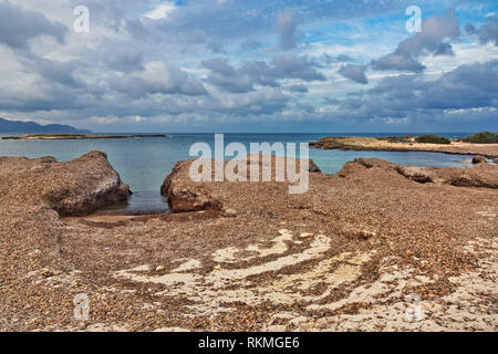 Seacoast near Can Picafort beach in sunset, Mallorca, Balearic islands ...