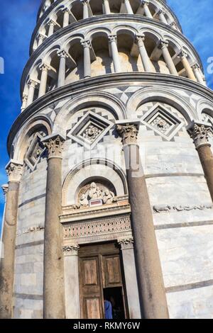 Entrance door of the Leaning Tower of Pisa in Tuscany, Italy Stock ...