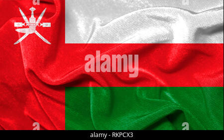Realistic flag of Oman on the wavy surface of fabric Stock Photo - Alamy