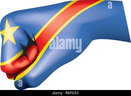 Congo flag and hand on white background. Vector illustration Stock ...
