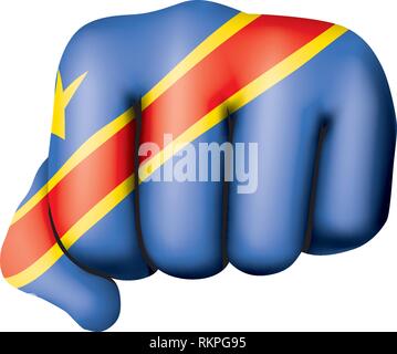 Congo flag and hand on white background. Vector illustration Stock ...