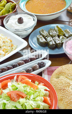 Greek traditional fasting food .Olives,beans,seafoods,traditional ...