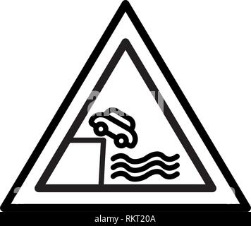 Vector Road leads on to quay or river bank Icon Sign Icon Vector ...