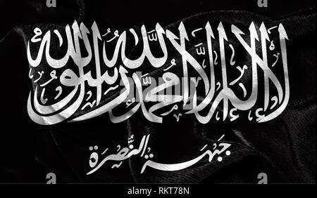 Realistic flag of Al Nusra Front on the wavy surface of fabric Stock ...