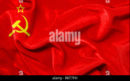 Realistic flag of USSR on the wavy surface of fabric Stock Photo - Alamy