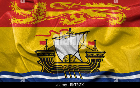 Realistic flag of New Brunswick on the wavy surface of fabric Stock ...