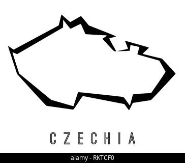 Simple map of Czechia vector drawing. Mercator projection. Filled and ...