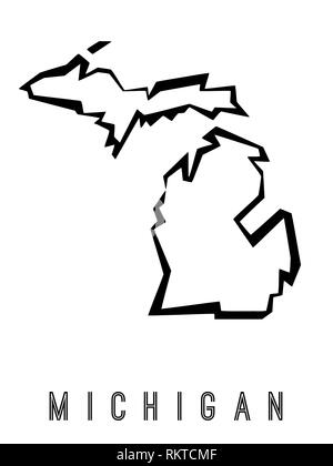 Map of Michigan. Low poly illustration of the US state. Purple ...