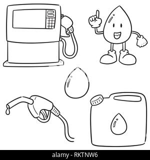 Illustration of a set of cartoon fuel gauge icons, full and empty, in ...