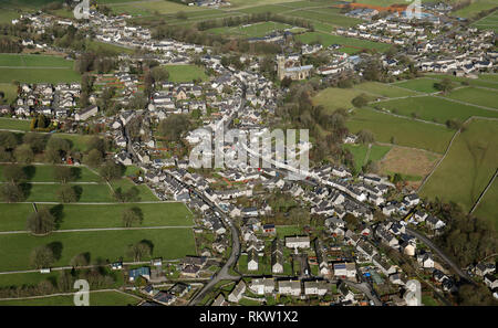 aerial view of Tideswell village near Buxton in the Peak District Stock ...