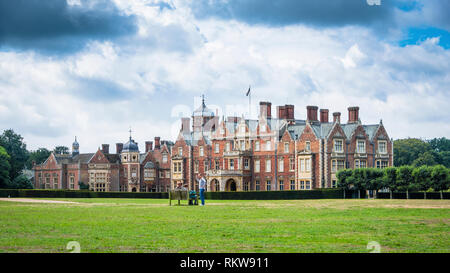 Entrance to Sandringham House home of the Queen Elizabeth UK front door ...