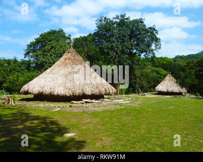 Tayrona huts in El Pueblito, Tayrona National Park, Colombia Stock ...