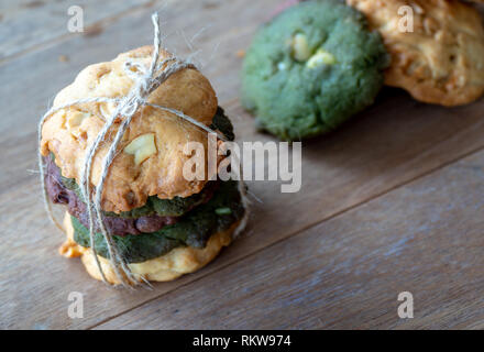 Multiple color cookies inclusive peanut butter, green tea cookies, and ...