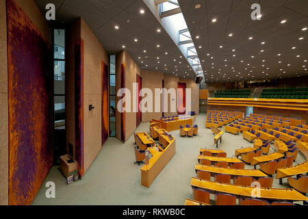 Wide view of interior of the empty plenary hall of the House of ...