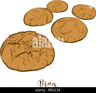 Broa bread vector drawing. Food sketch of Cornbread, usually known in ...