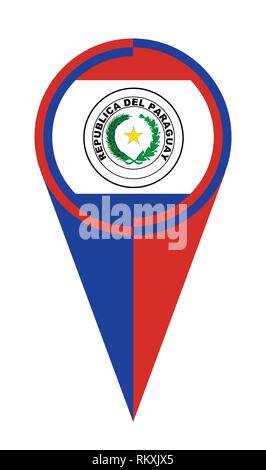 Paraguay map pin flag icon. Paraguayan pennant map marker on a metal ...