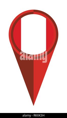 Peru flag location map pin icon on white background. Vector ...